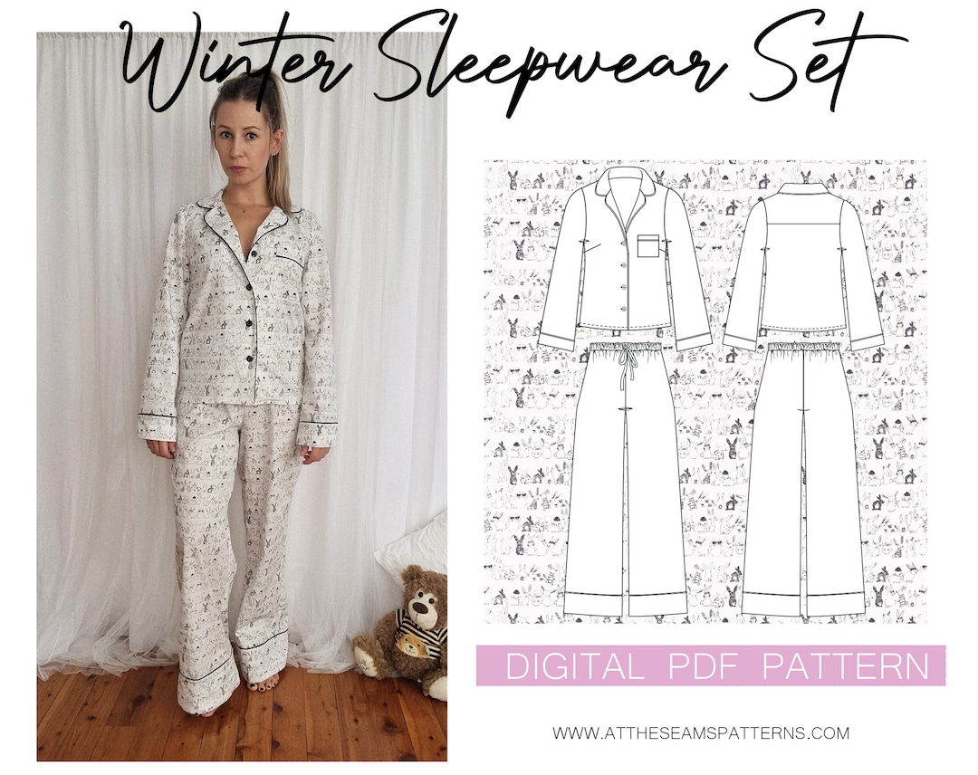 Pj Sewing Pattern Classic Winter Pyjama Summer Set Digital PDF File ...