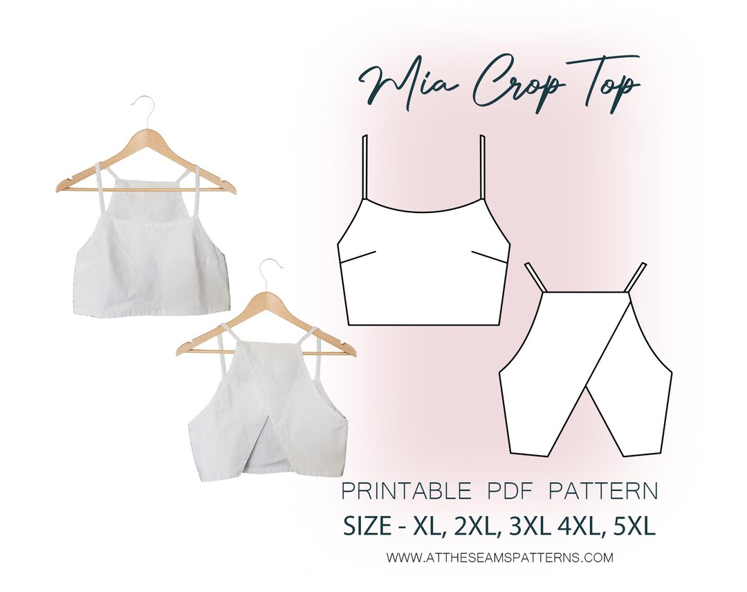 Plus Size Sewing Pattern | Open Back Crop Top | Digital PDF File ...