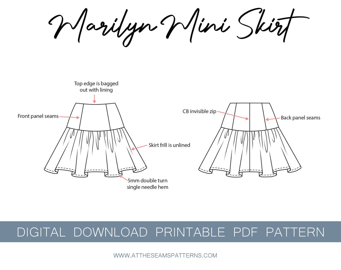 Sewing Pattern Mini Skirt With Frill Digital PDF File - Etsy Australia
