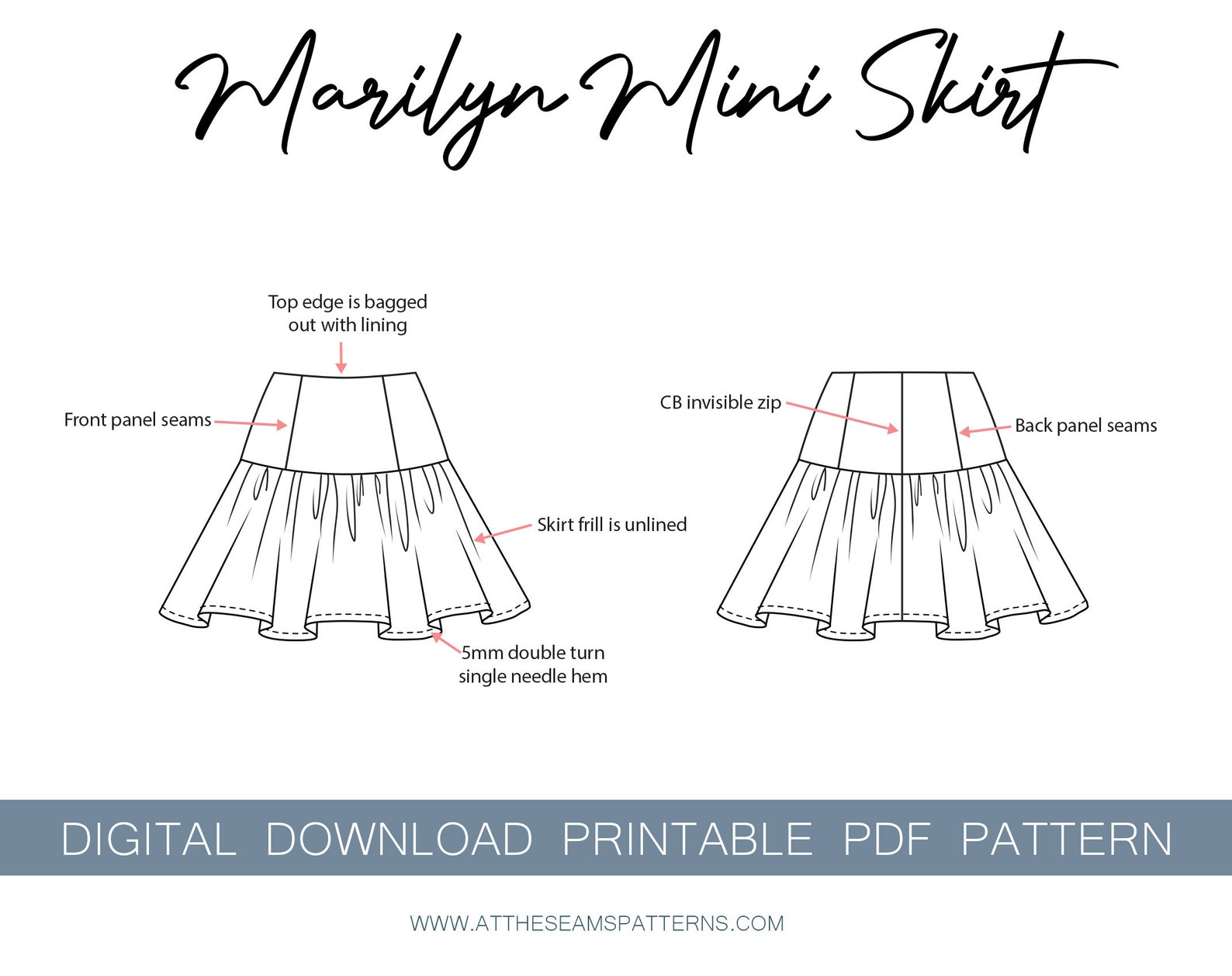 Sewing Pattern Mini Skirt With Frill Digital PDF File - Etsy Australia