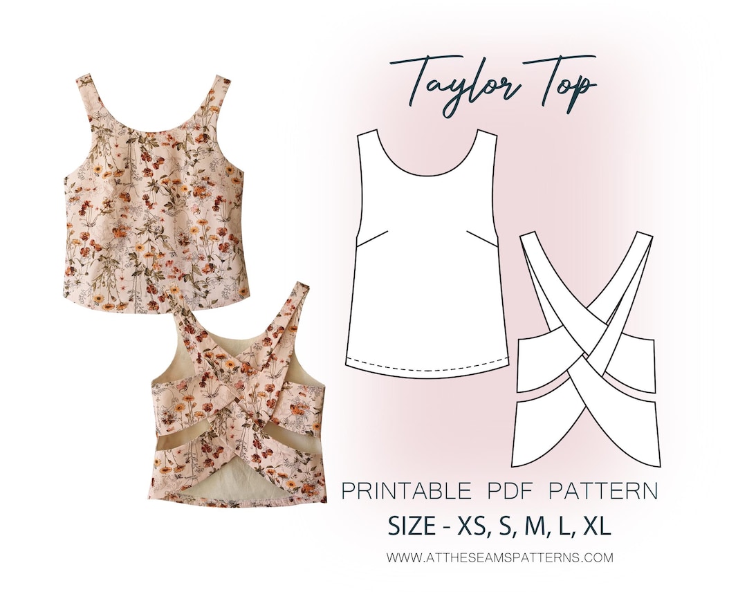 Sewing Pattern | Taylor Cross Back Top | Digital PDF File, Instant ...