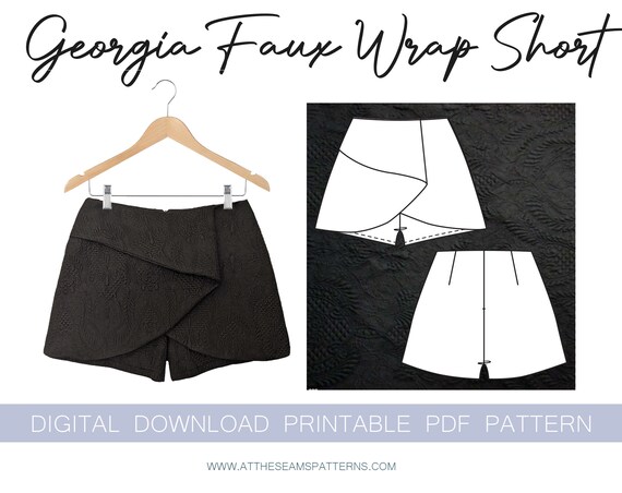 Sewing Pattern Faux Wrap Fitted Shorts Skort Digital PDF | Etsy
