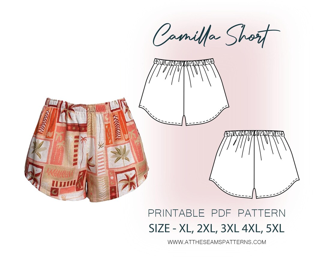 Plus Size Sewing Pattern | Relaxed Elastic Waist Boxer Short | Digital ...