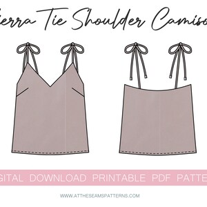 Sewing Pattern | Sierra Tie Shoulder Camisole | Digital PDF File ...