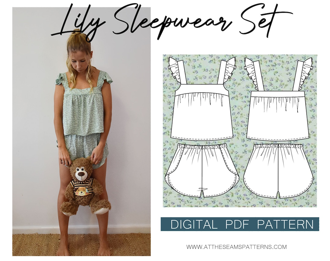 Sewing Pattern Summer Sleepwear Pj Set Digital PDF File, Instant ...