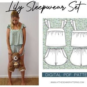 Sewing Pattern Summer Sleepwear Pj Set Digital PDF File, Instant ...