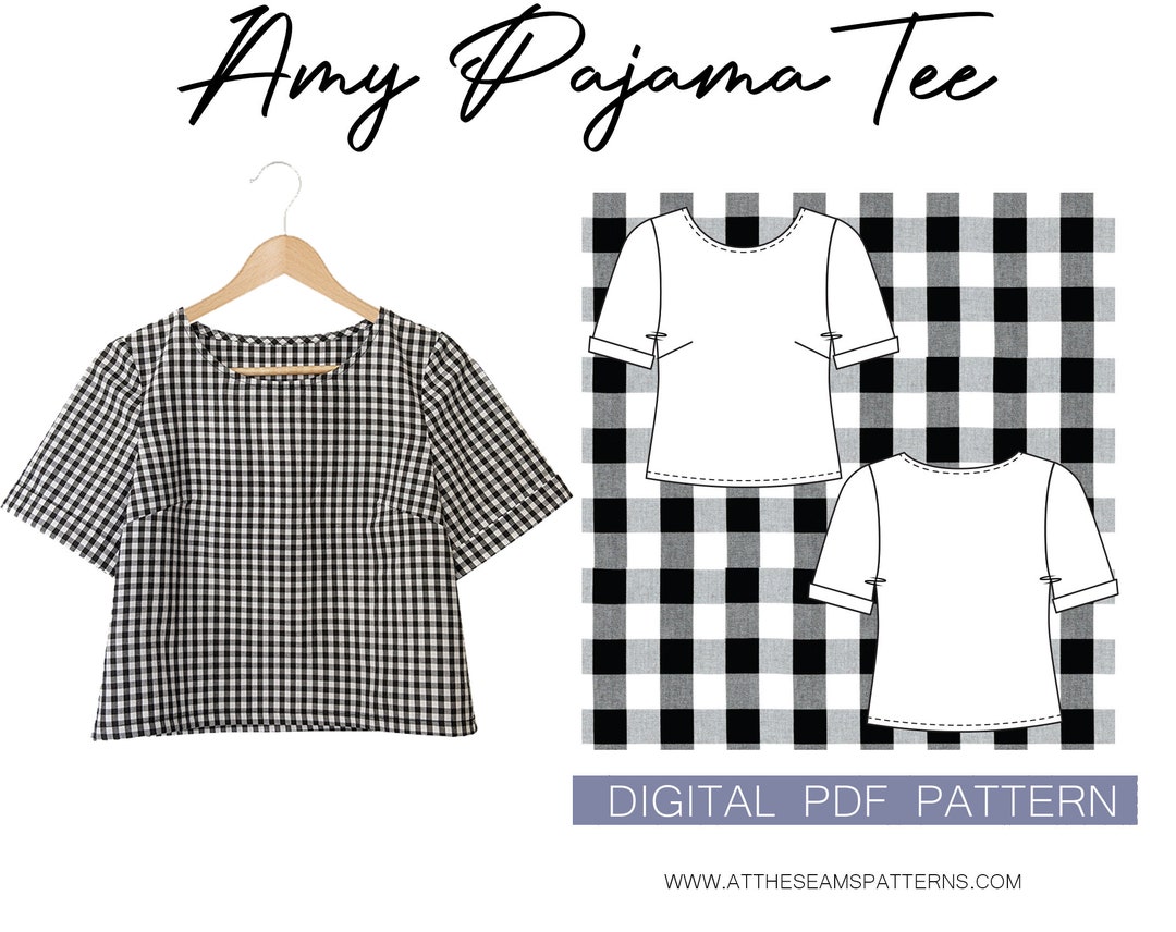 Sewing Pattern Basic Pajama Top T-shirt Digital PDF File, Instant ...