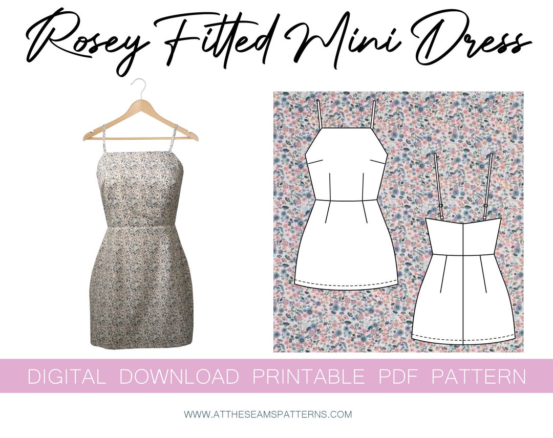 Sewing Pattern Rosey Basic Fitted Mini Dress Digital PDF - Etsy