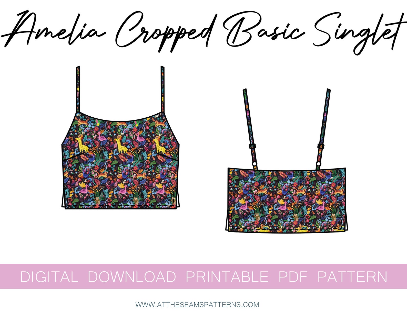 Sewing Pattern | Amelia Cropped Basic Singlet | Digital PDF File ...
