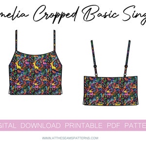Sewing Pattern | Amelia Cropped Basic Singlet | Digital PDF File ...