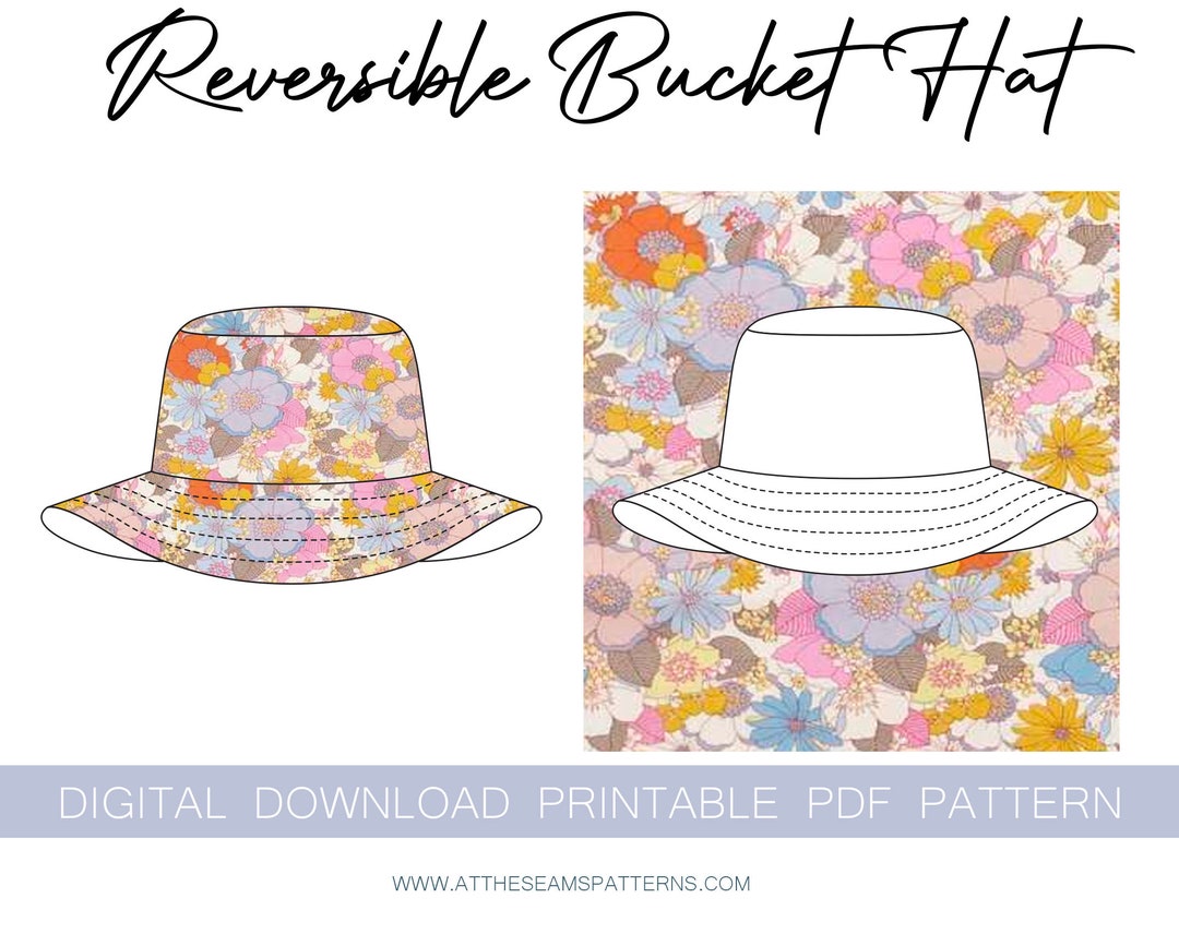 Sewing Pattern Reversible Bucket Hat, Ladies Downloadable Printable PDF ...
