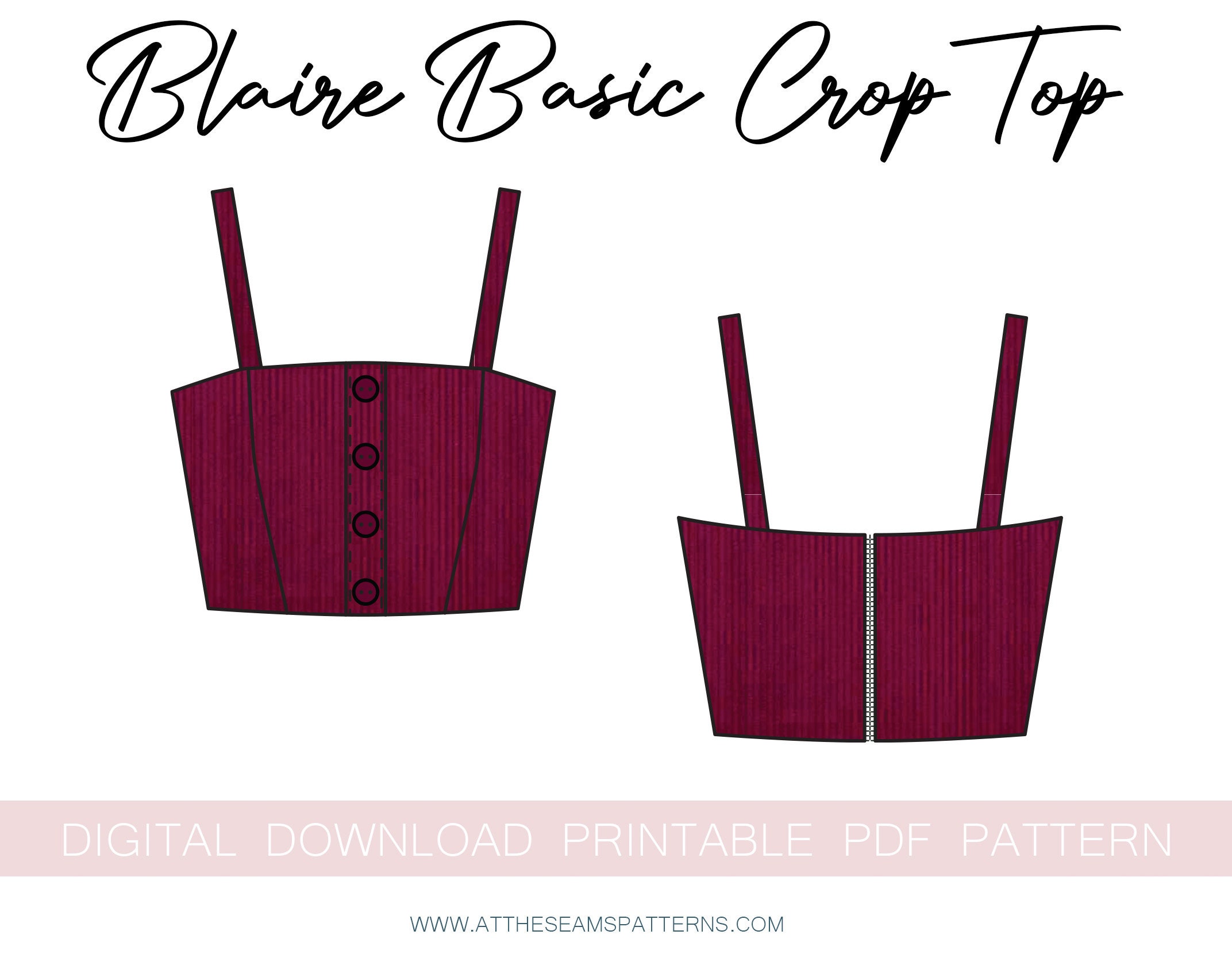 Sewing Pattern Basic Crop Top Digital PDF File Instant - Etsy