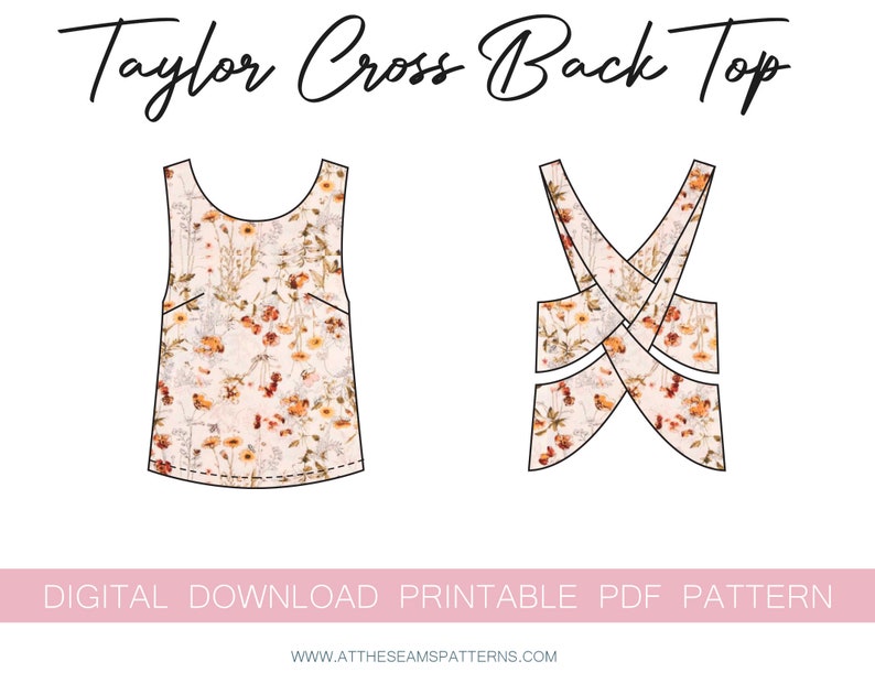 Sewing Pattern Taylor Cross Back Top Digital PDF File - Etsy