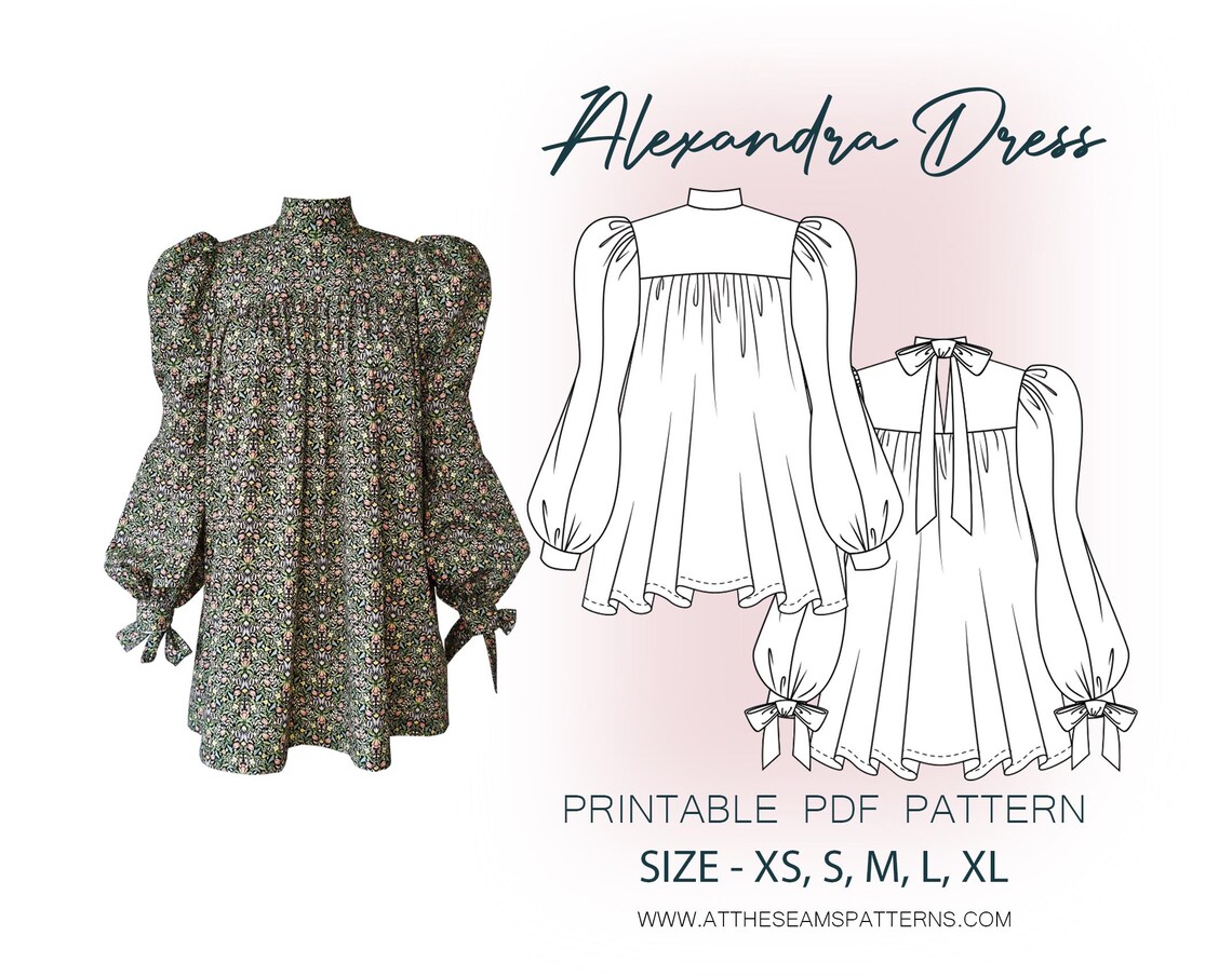 Sewing Pattern | Winter Long Sleeve Shift Dress | Digital PDF File ...