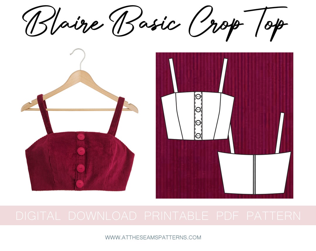 Sewing Pattern Basic Crop Top Digital PDF File Instant - Etsy