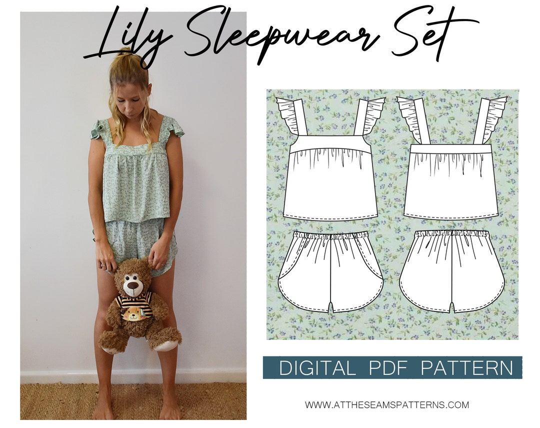 Sewing Pattern Summer Sleepwear Pj Set Digital PDF File, Instant ...