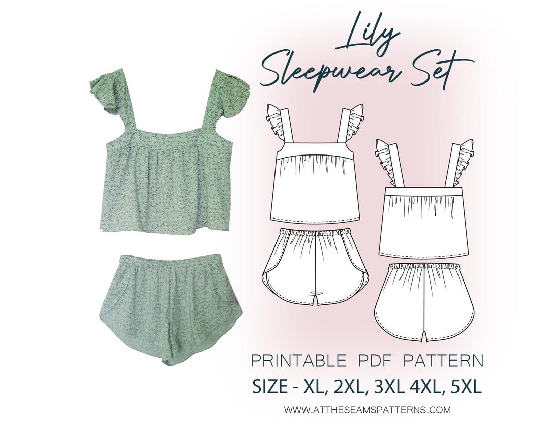 Plus Size Sewing Pattern | Summer Sleepwear Pj Set | Digital PDF File ...