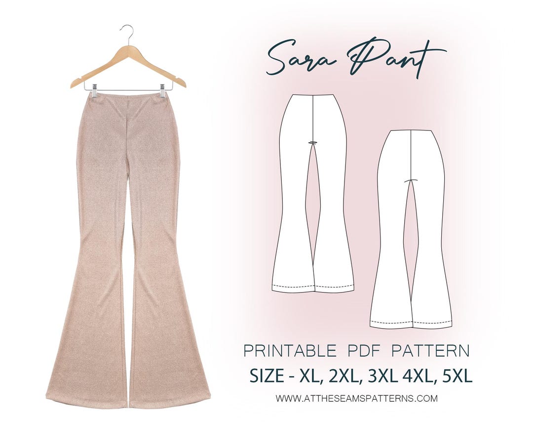 Plus Size Sewing Pattern | Sara Stretch Flare Pant | Digital PDF File ...