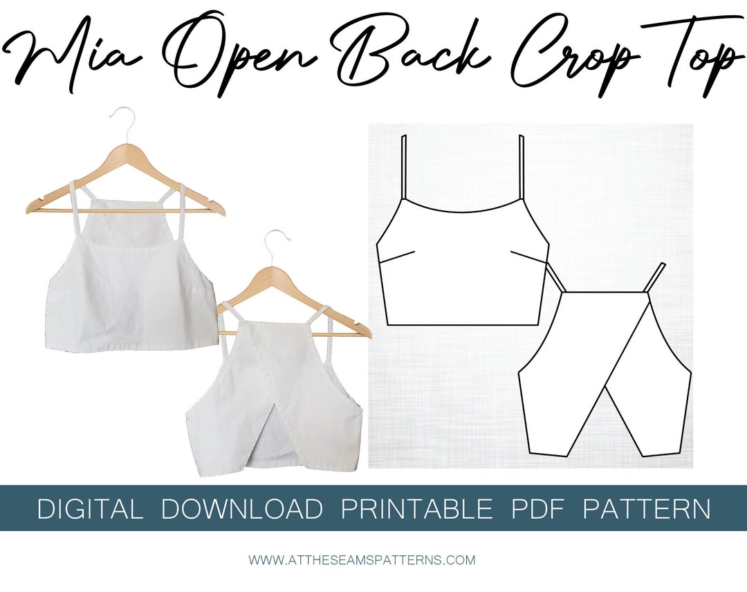 Sewing Pattern Open Back Crop Top Digital PDF File, Instant Download ...
