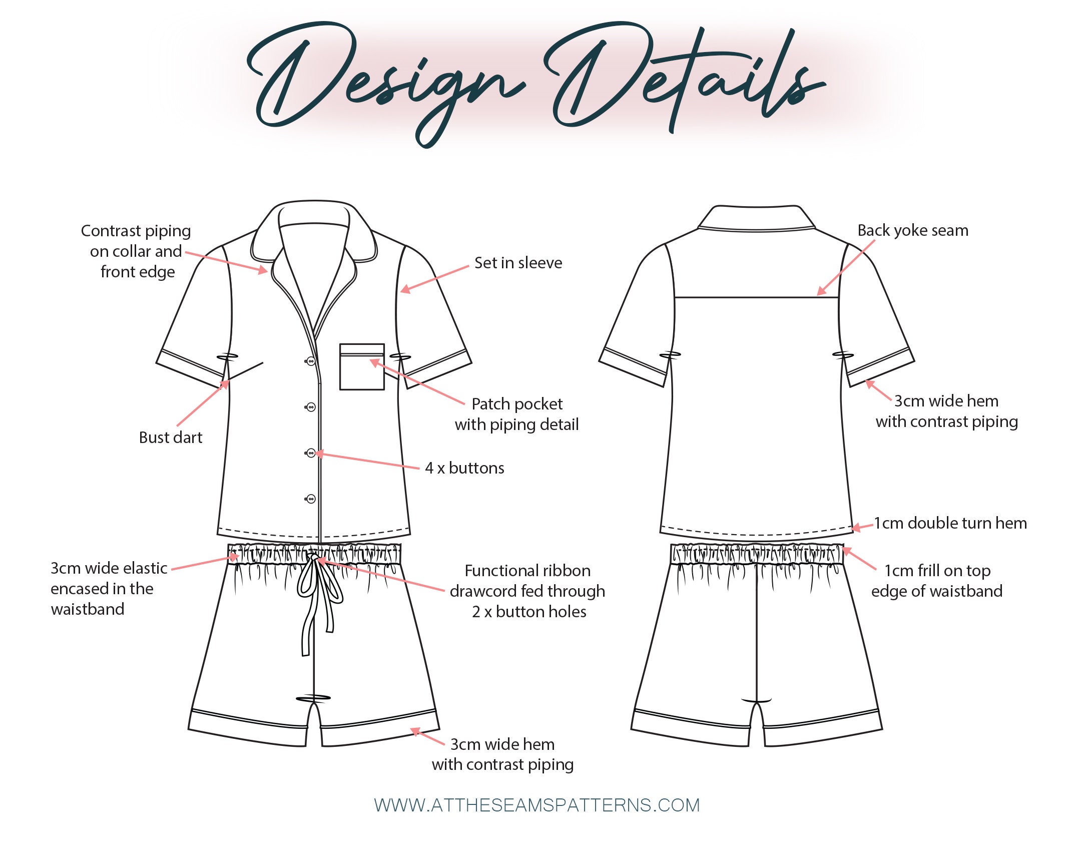 Pj Sewing Pattern | Classic Summer Pyjama Summer Set | Digital PDF File ...