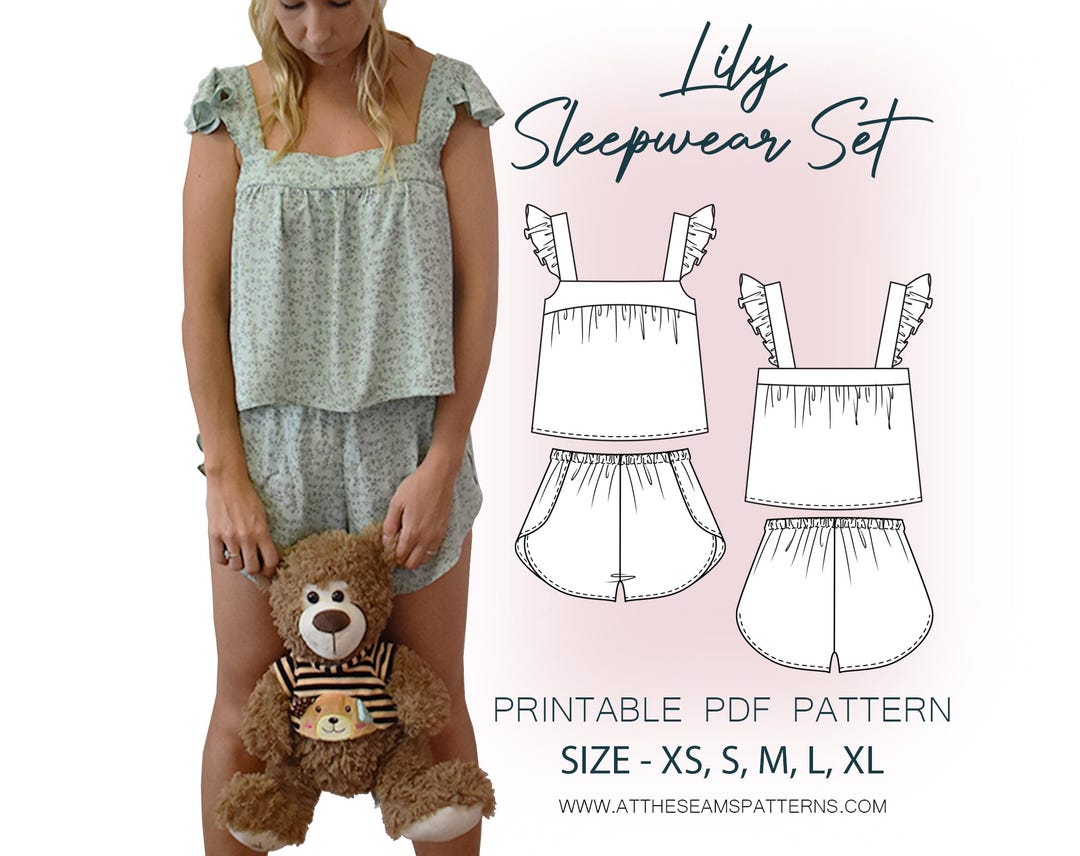 Sewing Pattern | Summer Sleepwear Pj Set | Digital PDF File, Instant ...