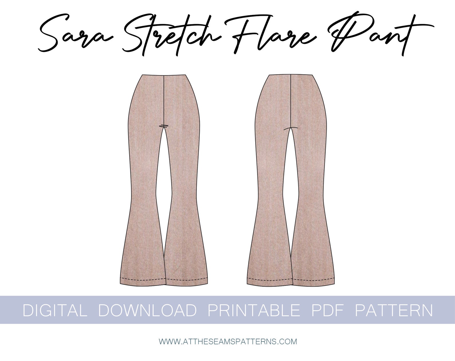 Sewing Pattern Sara Stretch Flare Pant High-waisted - Etsy