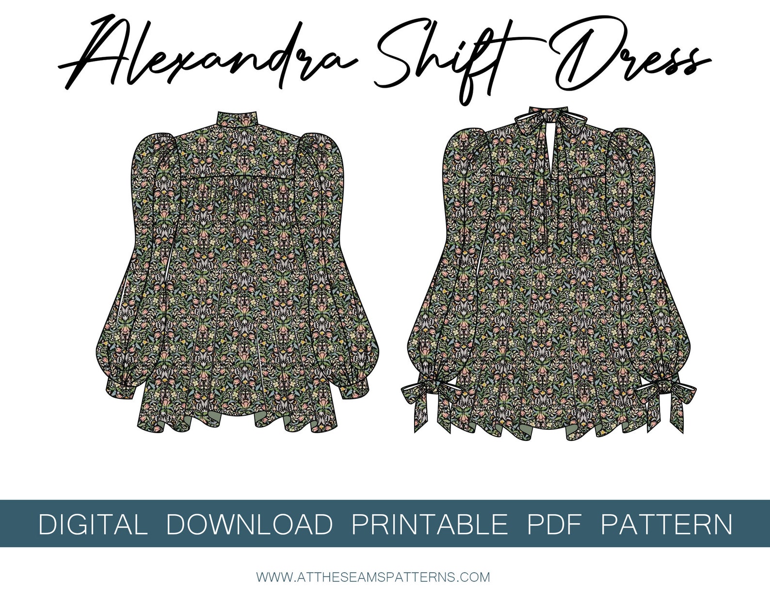 Sewing Pattern | Winter Long Sleeve Shift Dress | Digital PDF File ...