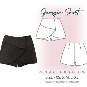Sewing Pattern | Faux Wrap Fitted Shorts, Skort | Digital PDF File ...