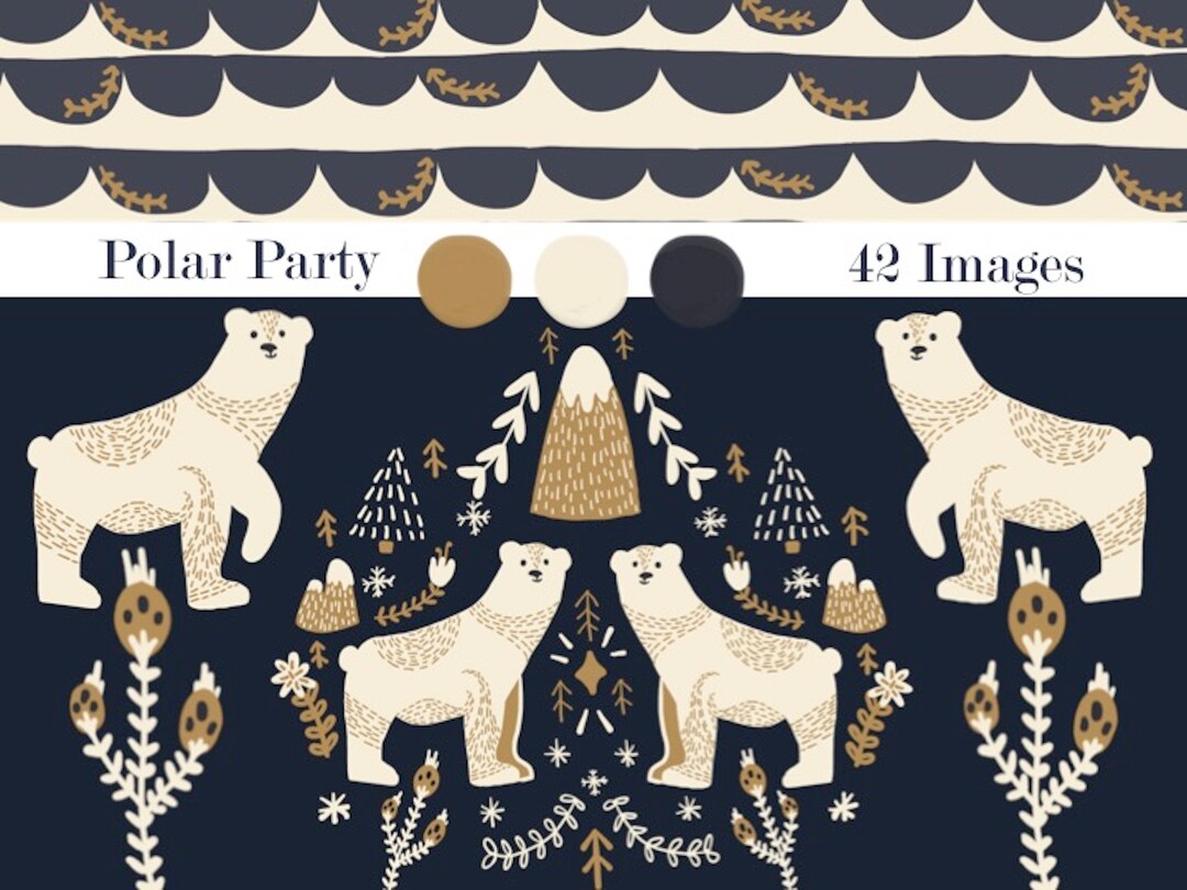 Polar Party Clip Art, Clipart, Polar Bear Art, Printable, Downloadable ...