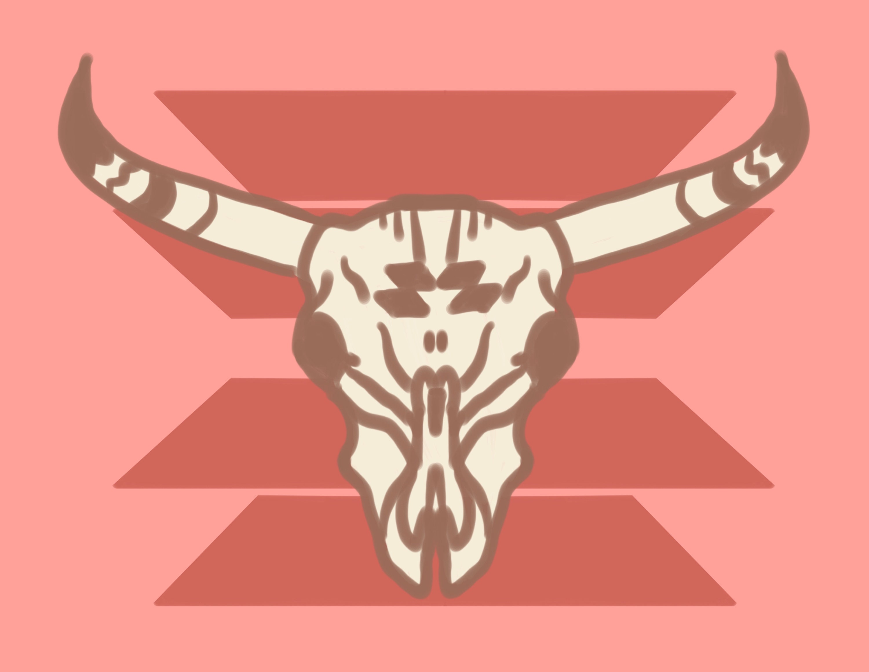 Downloadable Art, Western Longhorn, Pink Longhorn, Instant Download ...