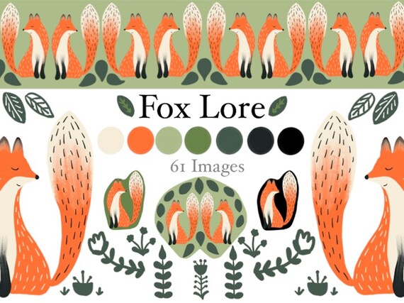 Fox Lore Clip Art Clipart Fox Art Printable Downloadable - Etsy