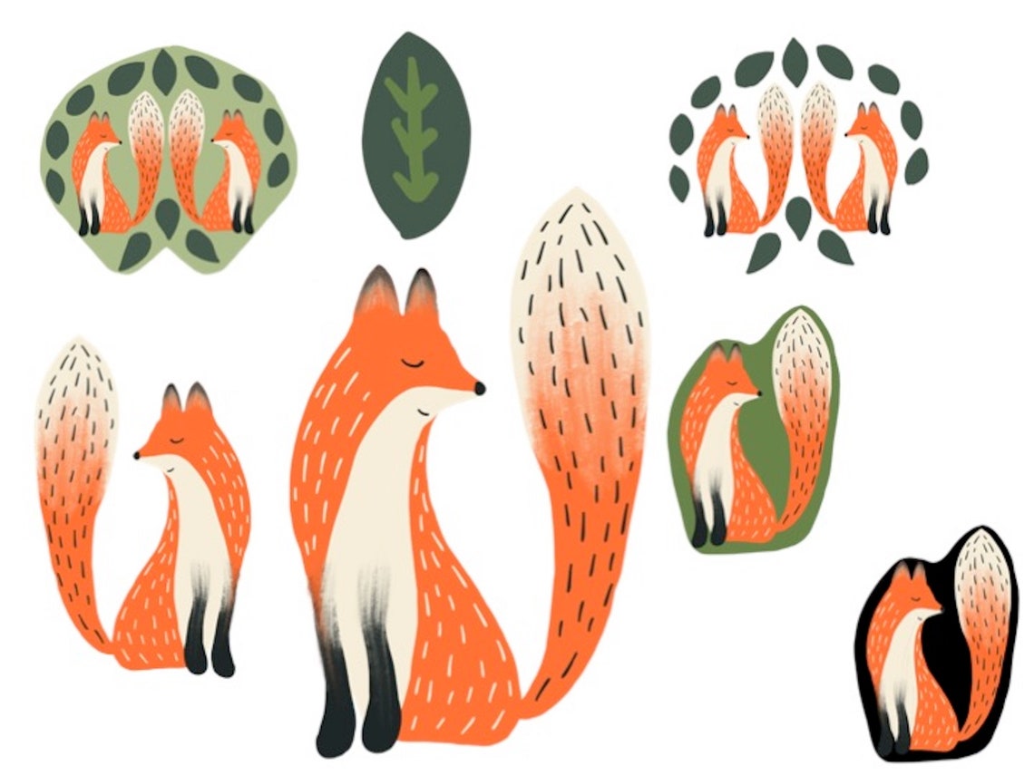 Fox Lore Clip Art, Clipart, Fox Art, Printable, Downloadable, Woodland ...