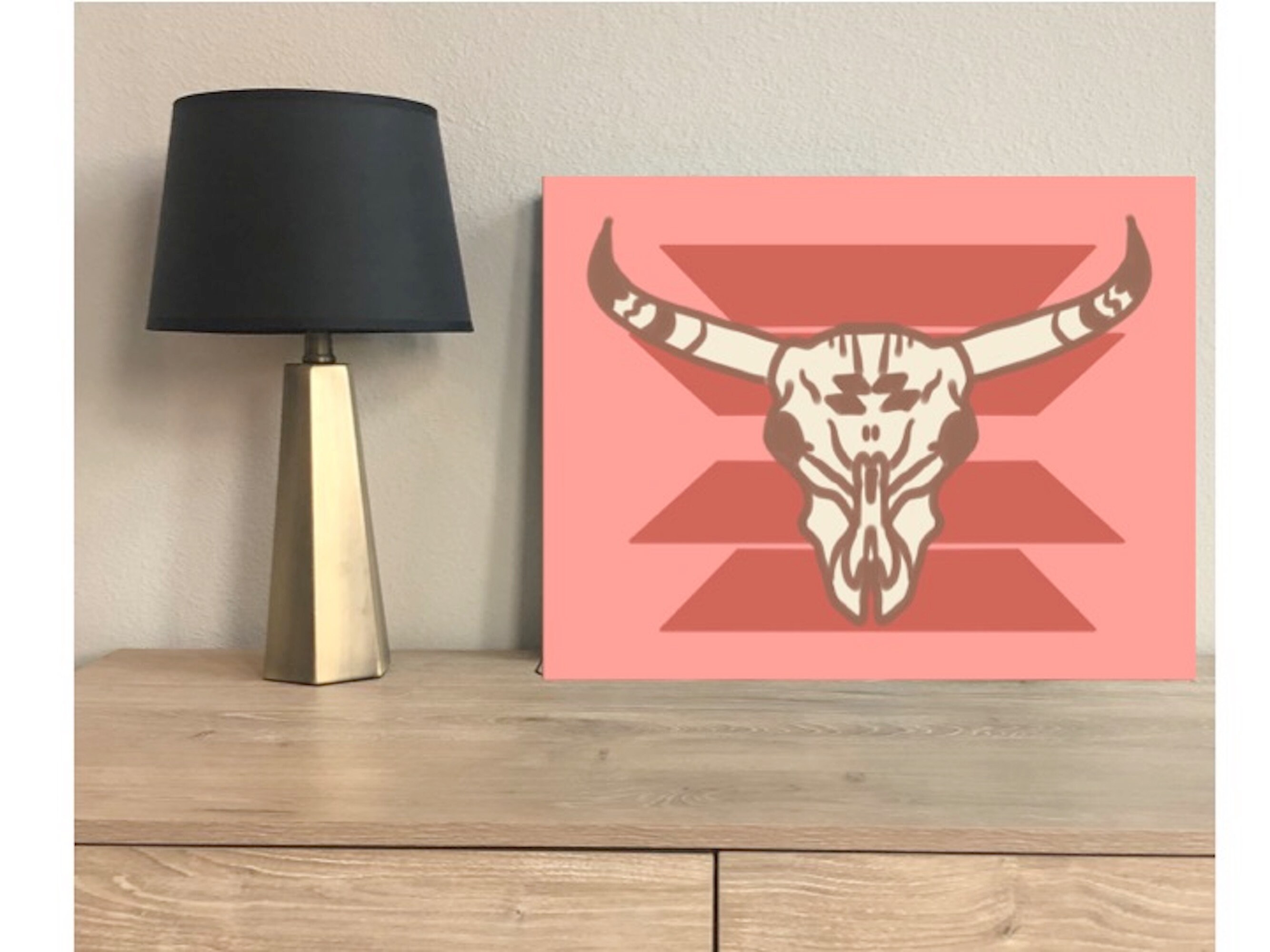 Downloadable Art, Western Longhorn, Pink Longhorn, Instant Download ...