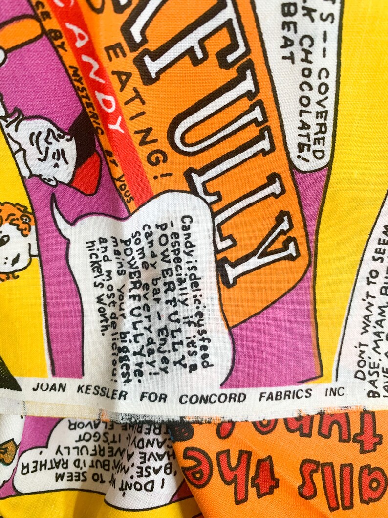 Vintage New 1990s Concord Fabrics 2 Yards Printed Cotton Comic Book ...