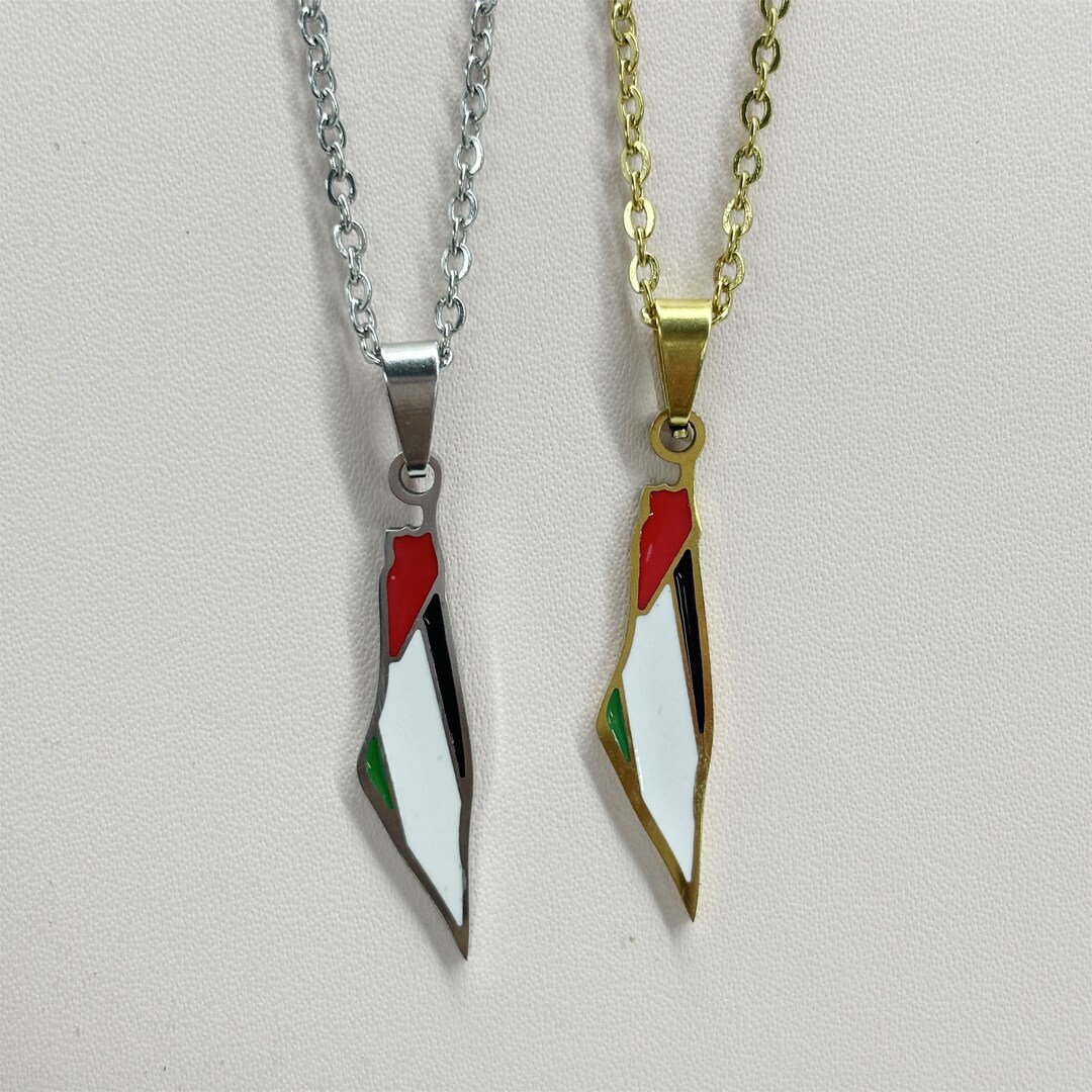 FREE Palestine Necklace, Free Palestine Pendant, Palestine Map Necklace ...