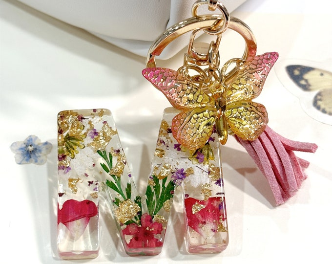 Real Flower Resin Keychain, Rose Petals Keychain, Handmade Custom Key ...