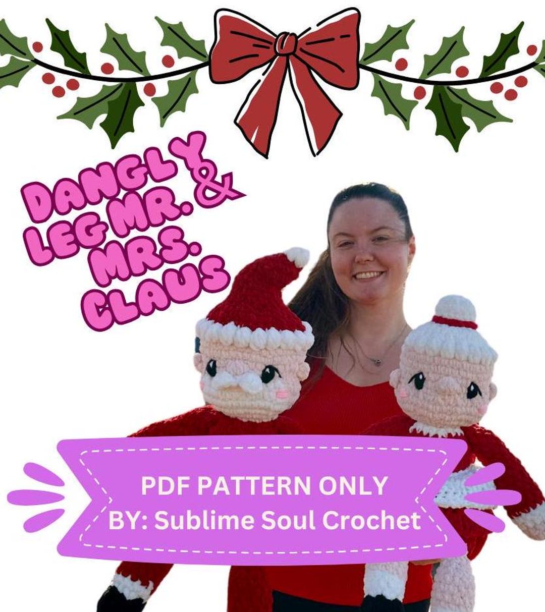 DIGITAL PATTERN ONLY: Dangly Leg Mr. and Mrs. Claus Crochet Pattern Pdf ...