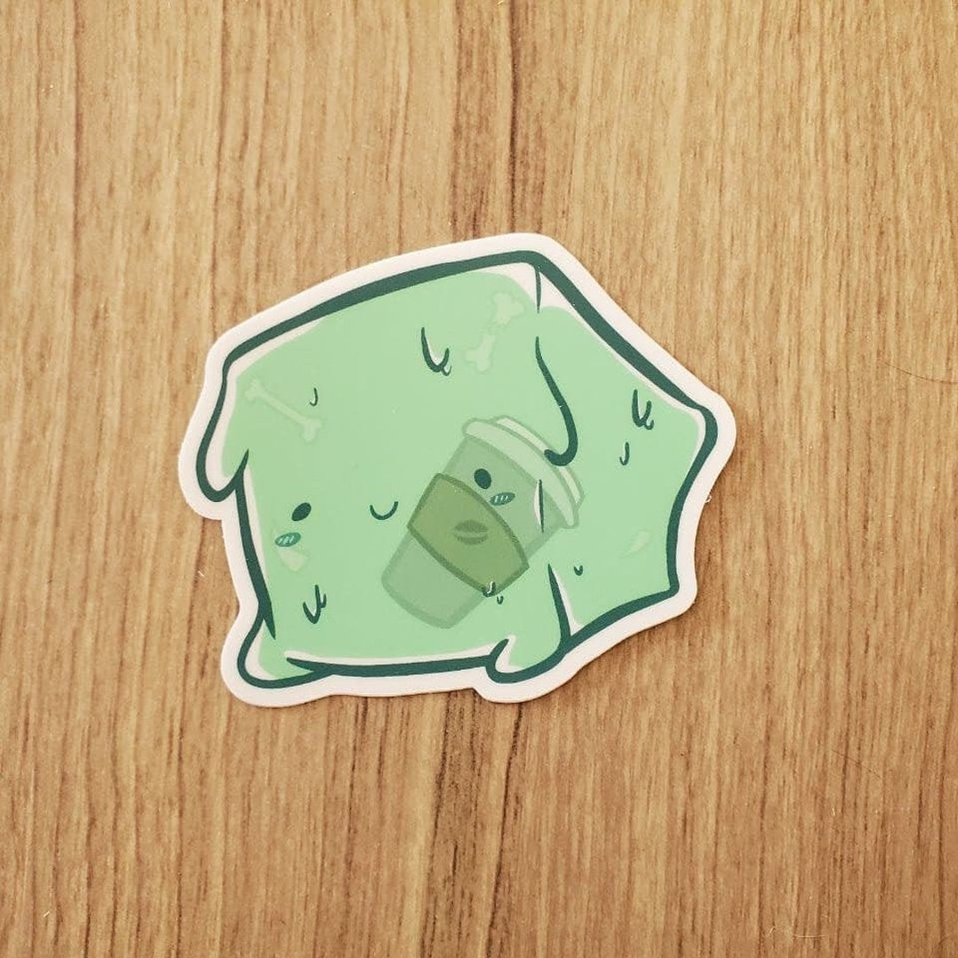 Cute Gelatinous Cube With Coffee Vinyl Die Cut Sticker - Etsy