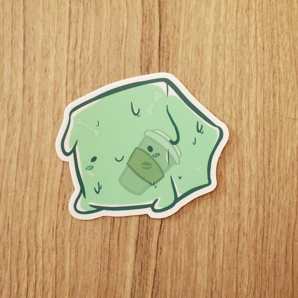 Cute Gelatinous Cube With Coffee Vinyl Die Cut Sticker - Etsy