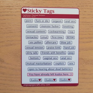 Fanfiction Tag Sticker Sheets - Etsy