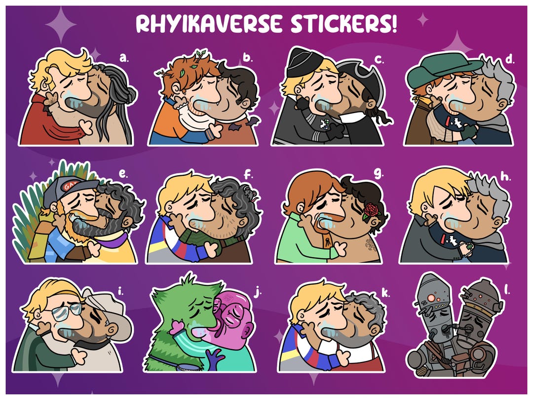 Rhyikaverse Characters Kissing Sloppy Stickers - Additional Pairings - Etsy