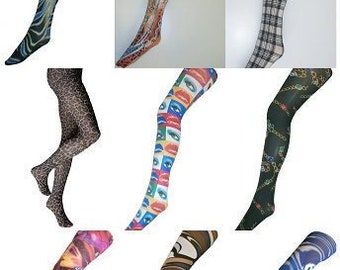 Blue Swirly Printed Tights Festival Funky 60's 70's - Etsy