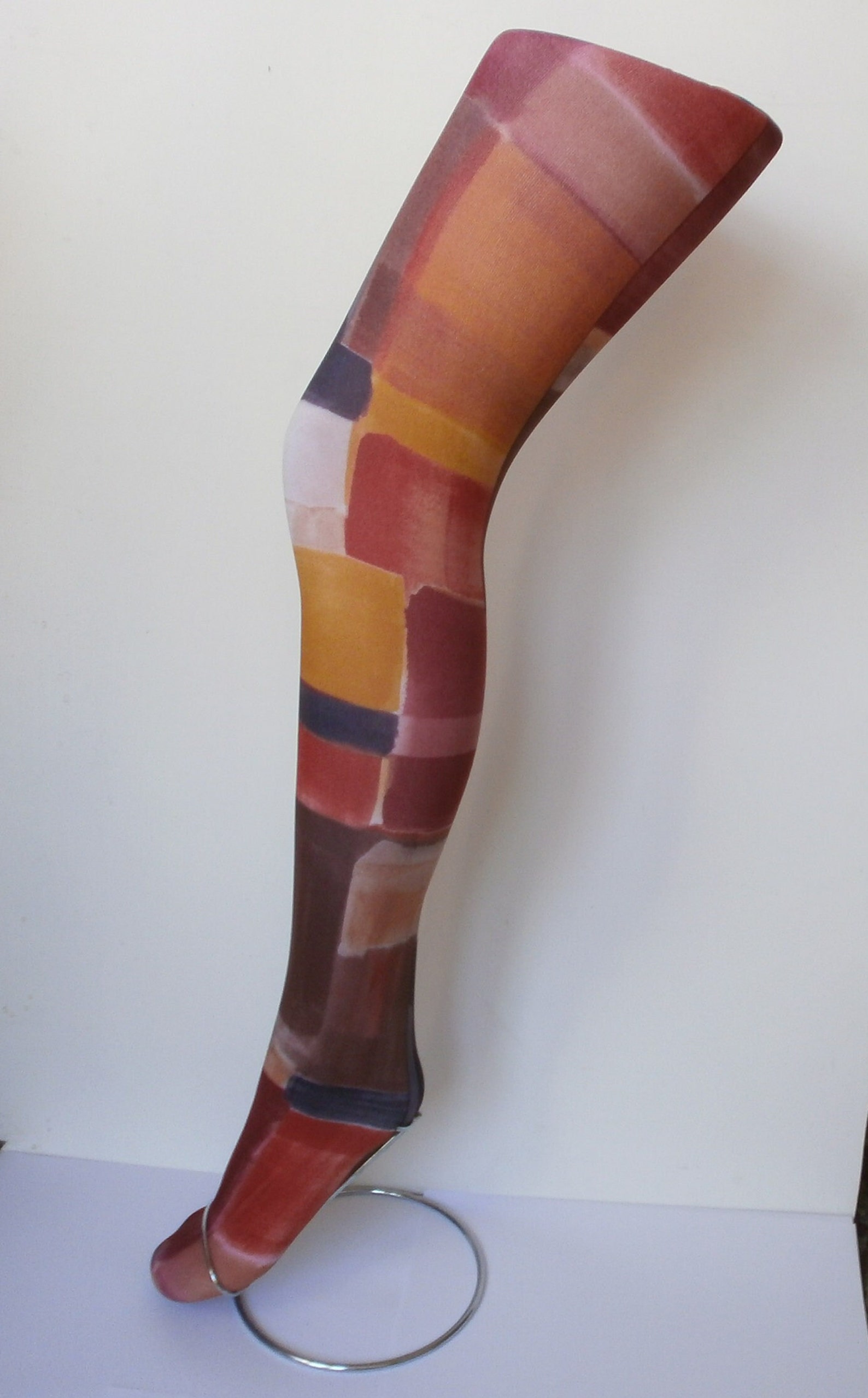 60's 70's Squares Lines Abstract Block Patterned Printed Tights ...