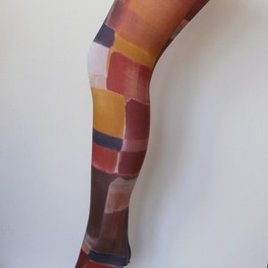 60's 70's Squares Lines Abstract Block Patterned Printed Tights ...