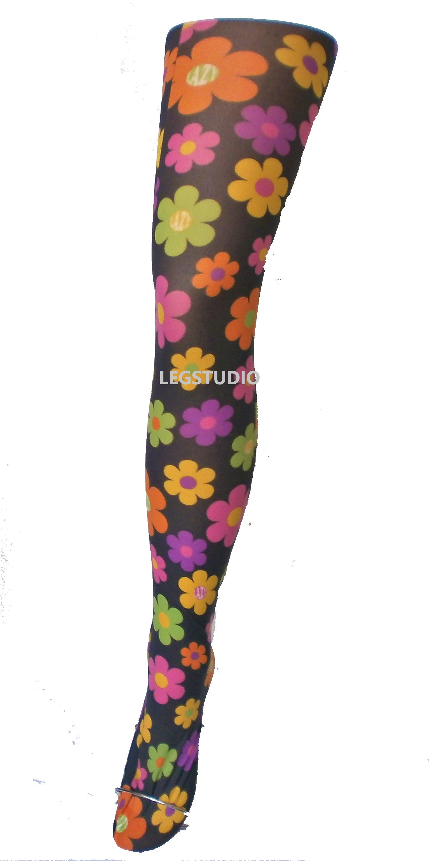 Sixties Flower Power Daisy Printed Tights Funky Trippy 60's 70's Hippie ...