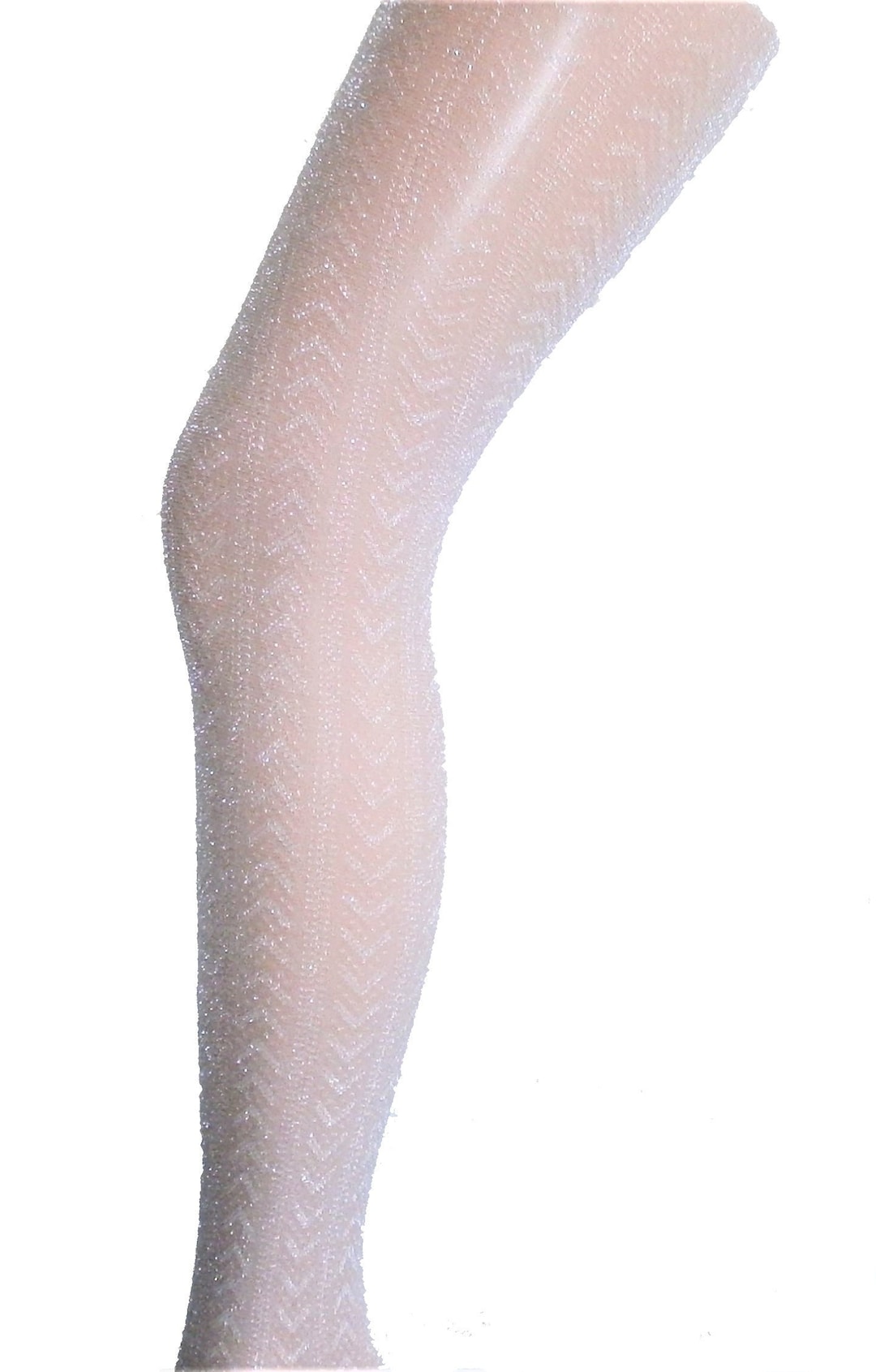 White Silver Sparkly Lurex Chevron Pattern Tights Christmas Retro ...