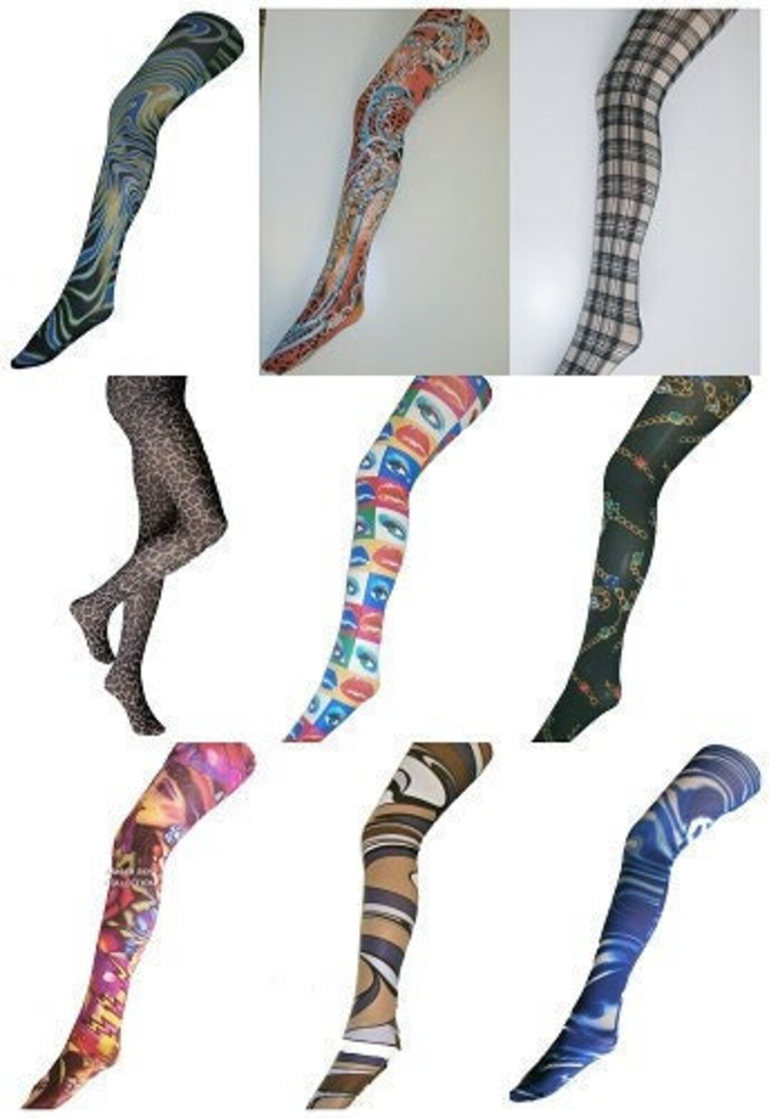 Vintage Pop Art Alternative Patterned Printed Tights Festival - Etsy