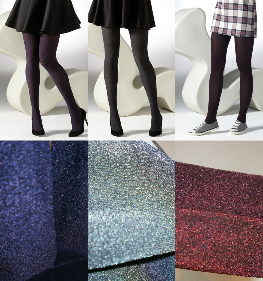 Shimmer Sparkly Tights 3 X Colours Retro Lurex Pantyhose 40 DENIER ...