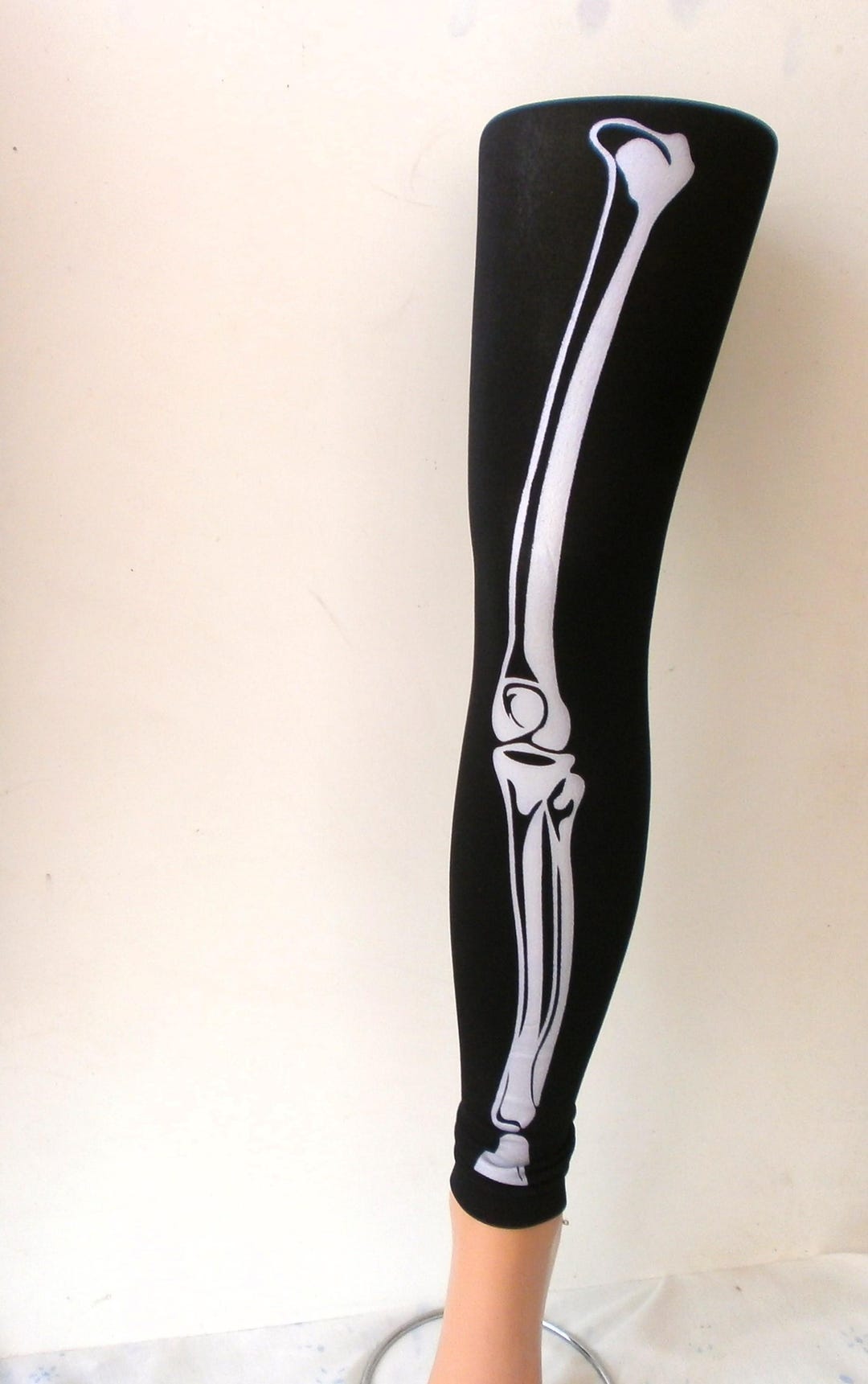 Skeleton Bone Printed Footless Tights Leggings Halloween Black Fancy ...