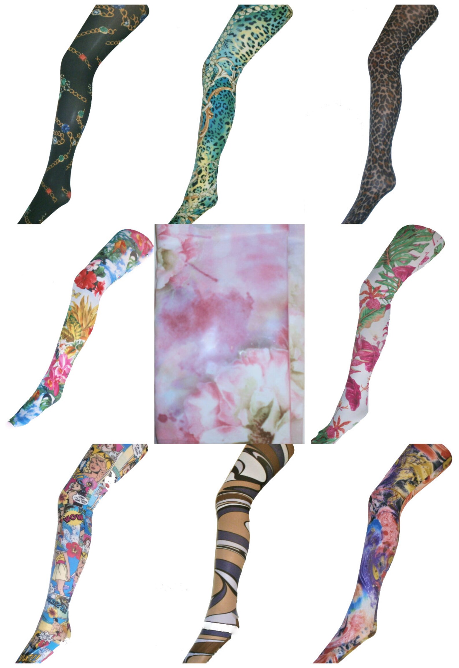 Vintage Pop Art Alternative Patterned Printed Tights Festival Funky ...